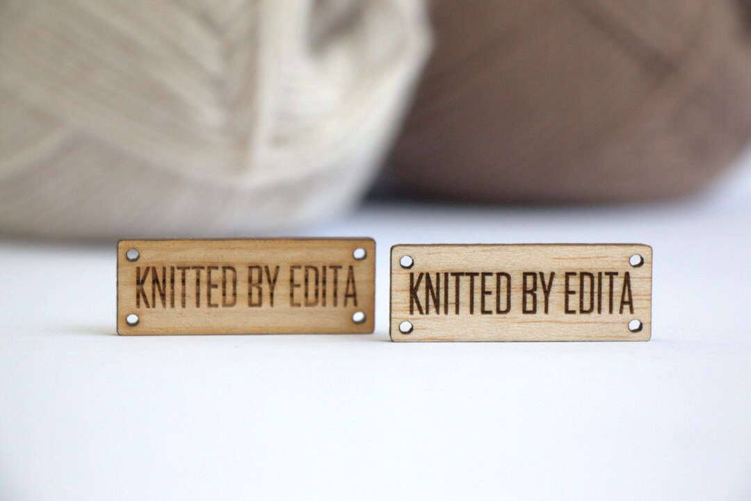 Wooden Labels 40mm X 15mm, Knitting Labels, Personalised Tags for ...