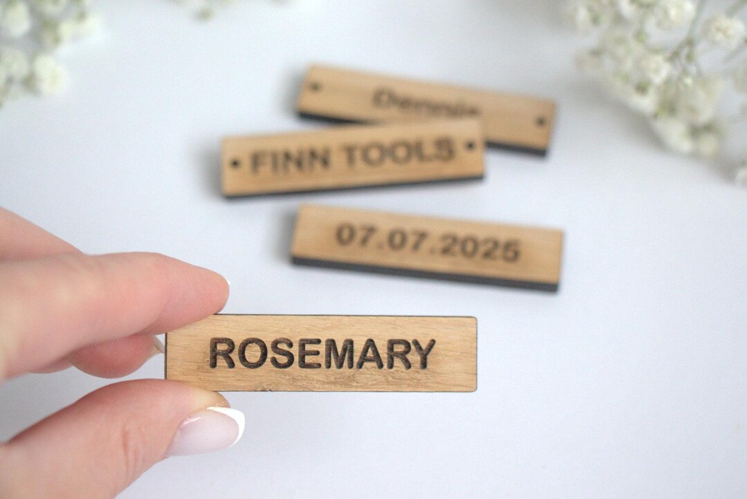 Wooden Tag 60mm X 15mm Personalised Oak Wood Plant Name Engraved Room ...