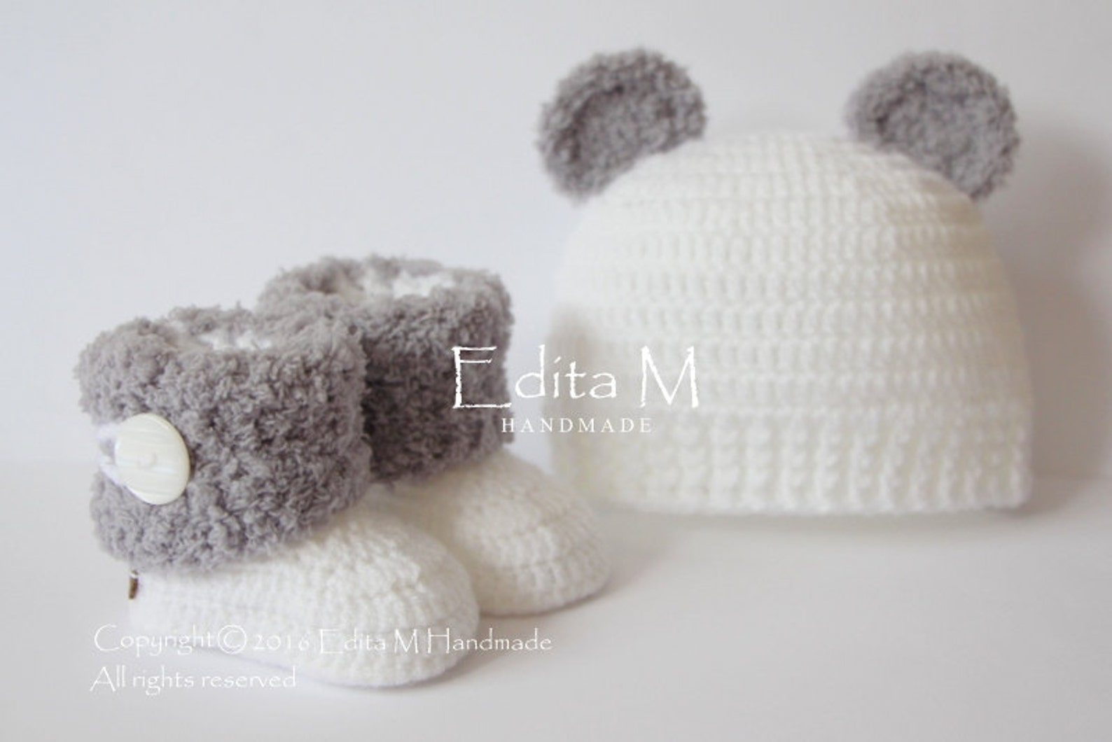 Unisex Baby Set, Crochet Baby Set, Booties, Bear Hat, Shoes, Boots ...