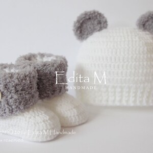 Unisex Baby Set, Crochet Baby Set, Booties, Bear Hat, Shoes, Boots ...