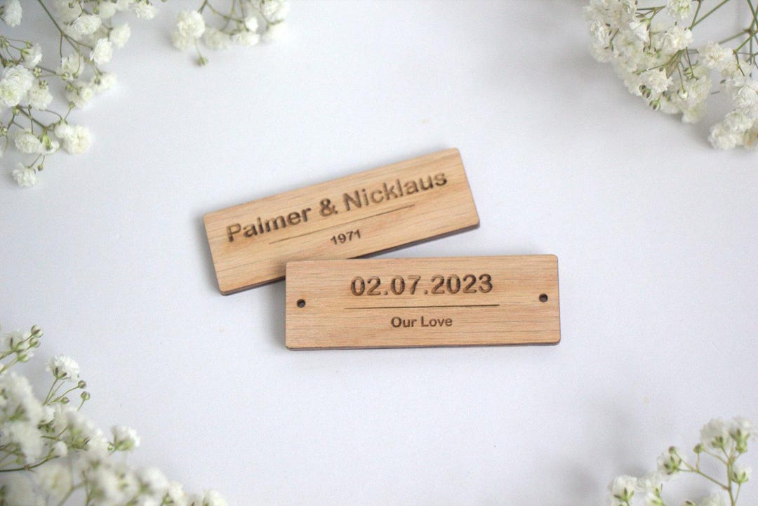 Wooden Labels 75mm X 25mm Personalised Tag Wood Label Custom Logo Date ...