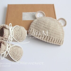 Unisex Crochet Baby Set, Baby Booties, Bear Hat, Baby Shoes, Sneakers ...