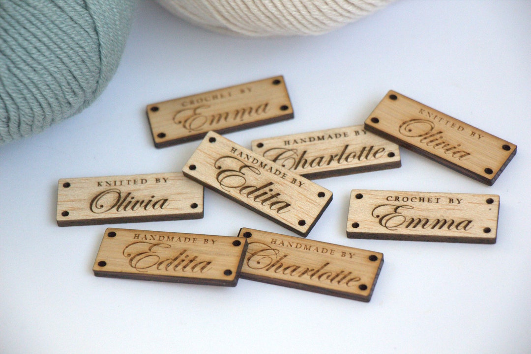 Wooden Labels 4cm X 1.5cm, Knitting Labels, Personalised Tags for ...