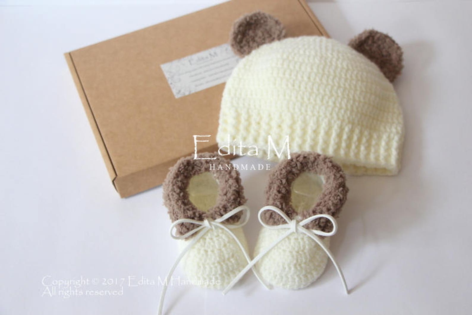 Unisex Baby Set, Crochet Baby Set, Booties, Bear Hat, Fur Shoes, Boots ...