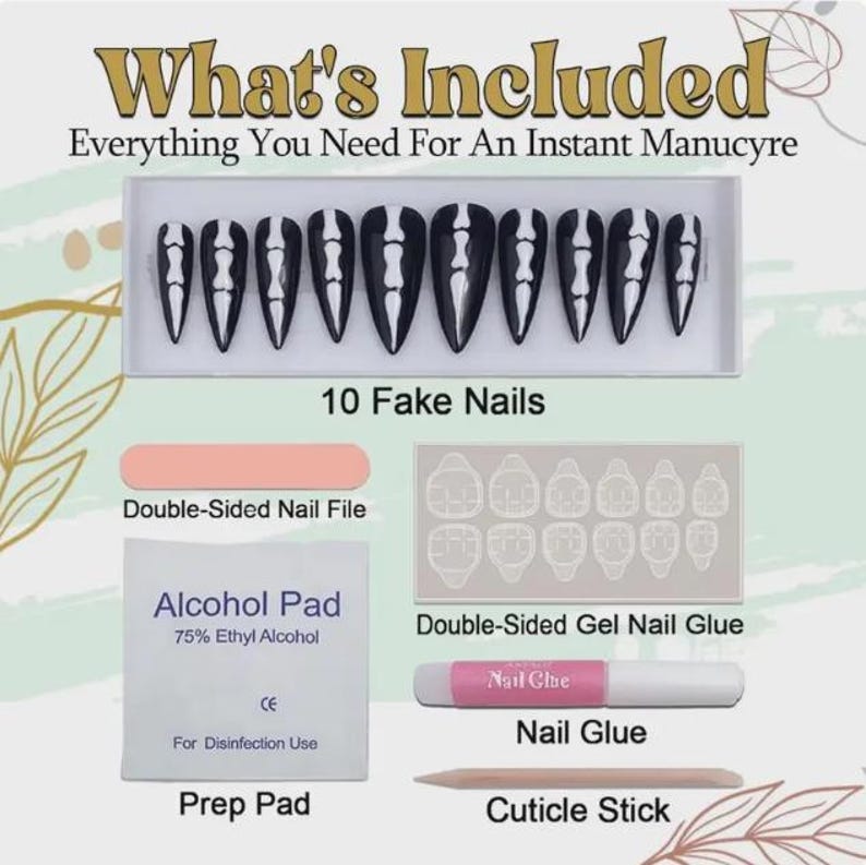 Honey Bee Floral Press on Nails – Cute Handmade Honeycomb Nail Art With ...