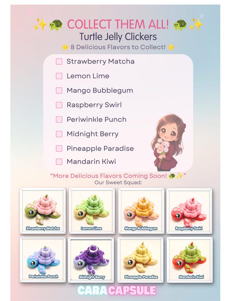 Turtle Jelly Clickers Blind Box | Kawaii Fidget Toy | 3D Printed ...