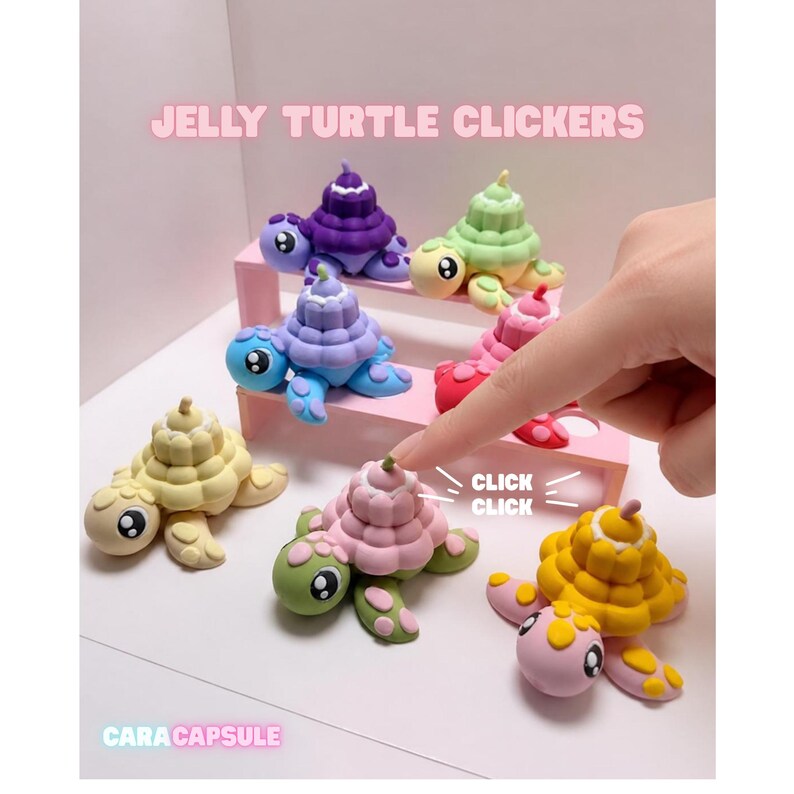 Turtle Jelly Clickers Blind Box | Kawaii Fidget Toy | 3D Printed ...