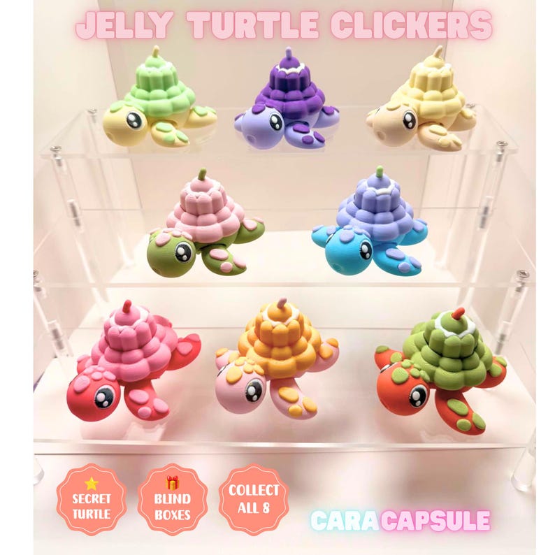 Turtle Jelly Clickers Blind Box | Kawaii Fidget Toy | 3D Printed ...