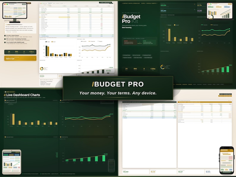 Budget Planner Spreadsheet Excel Financial Planner Kit - Etsy