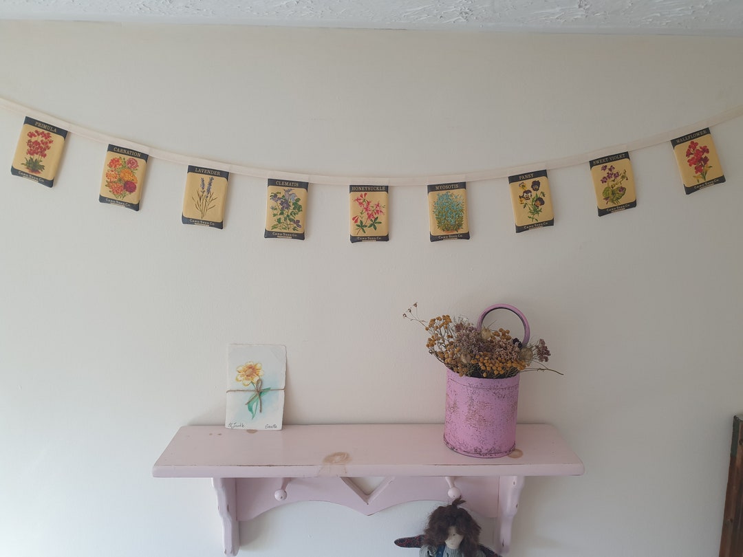 Vintage Flower Seed Packet Fabric Bunting - Etsy