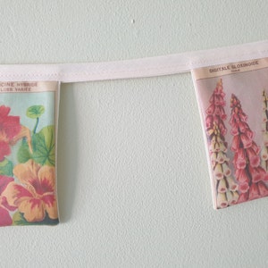 Handmade Floral Fabric Bunting Garland - She Shed Decor Gift - Flower ...