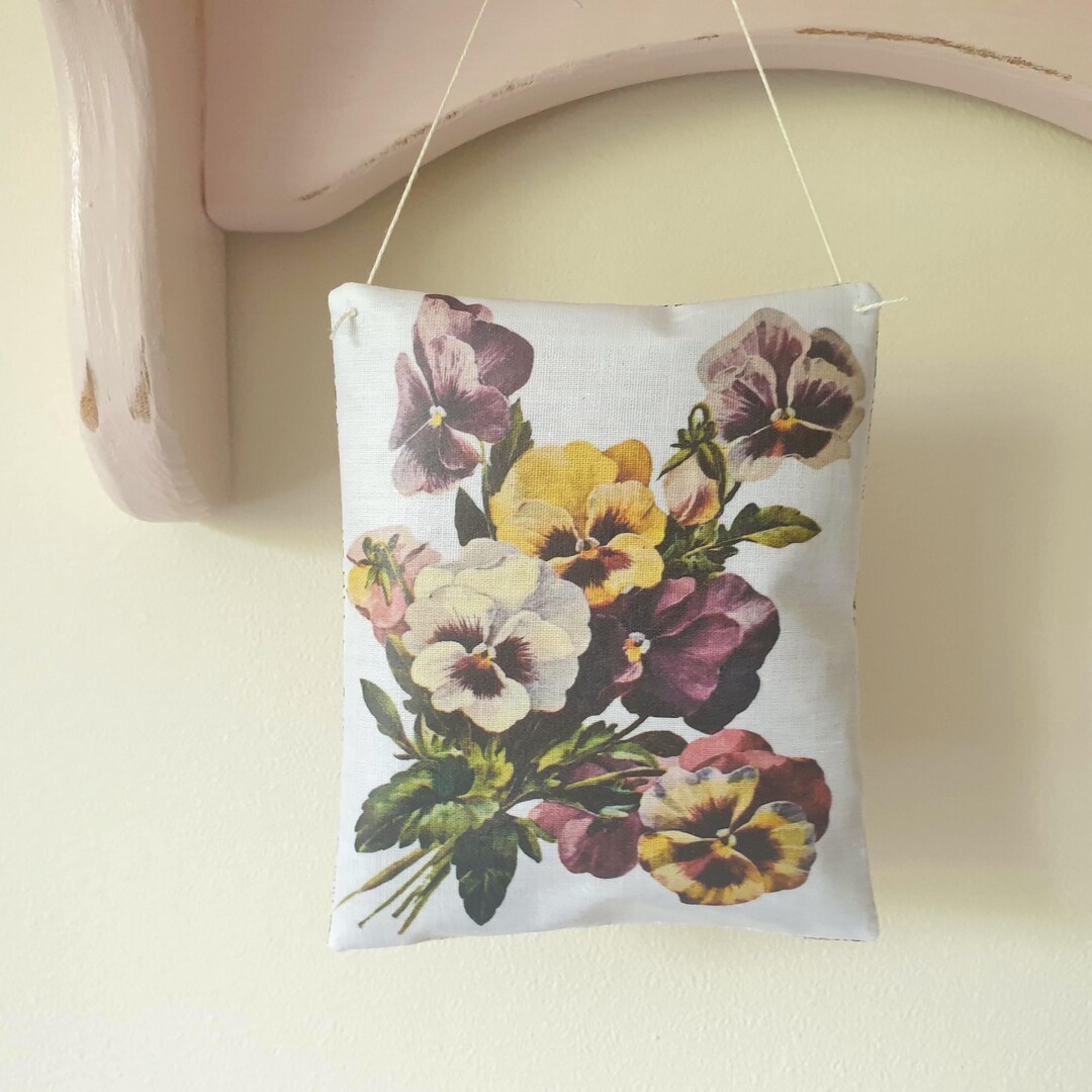 Handmade Floral Decoration, Pansy Flower Print, Lavender or Rose ...