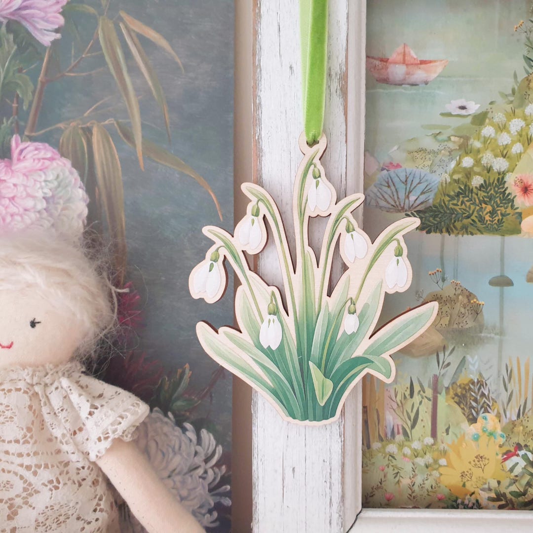 Wooden Flowers, Snowdrop Ornament Decoration, Spring Decor, Gift for ...