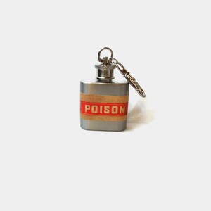 Stainless Steel Hip Flask With Red Poison Caution Wrap Dia De Los ...