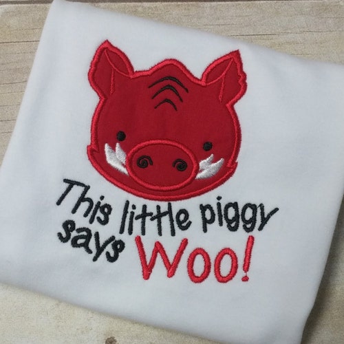 This Little Piggy Says Woo Embroidered Shirt Bodysuit Gown - Etsy