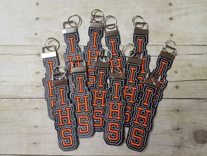 High School Spirit Vinyl Embroidered Key Fob Keychain - Etsy