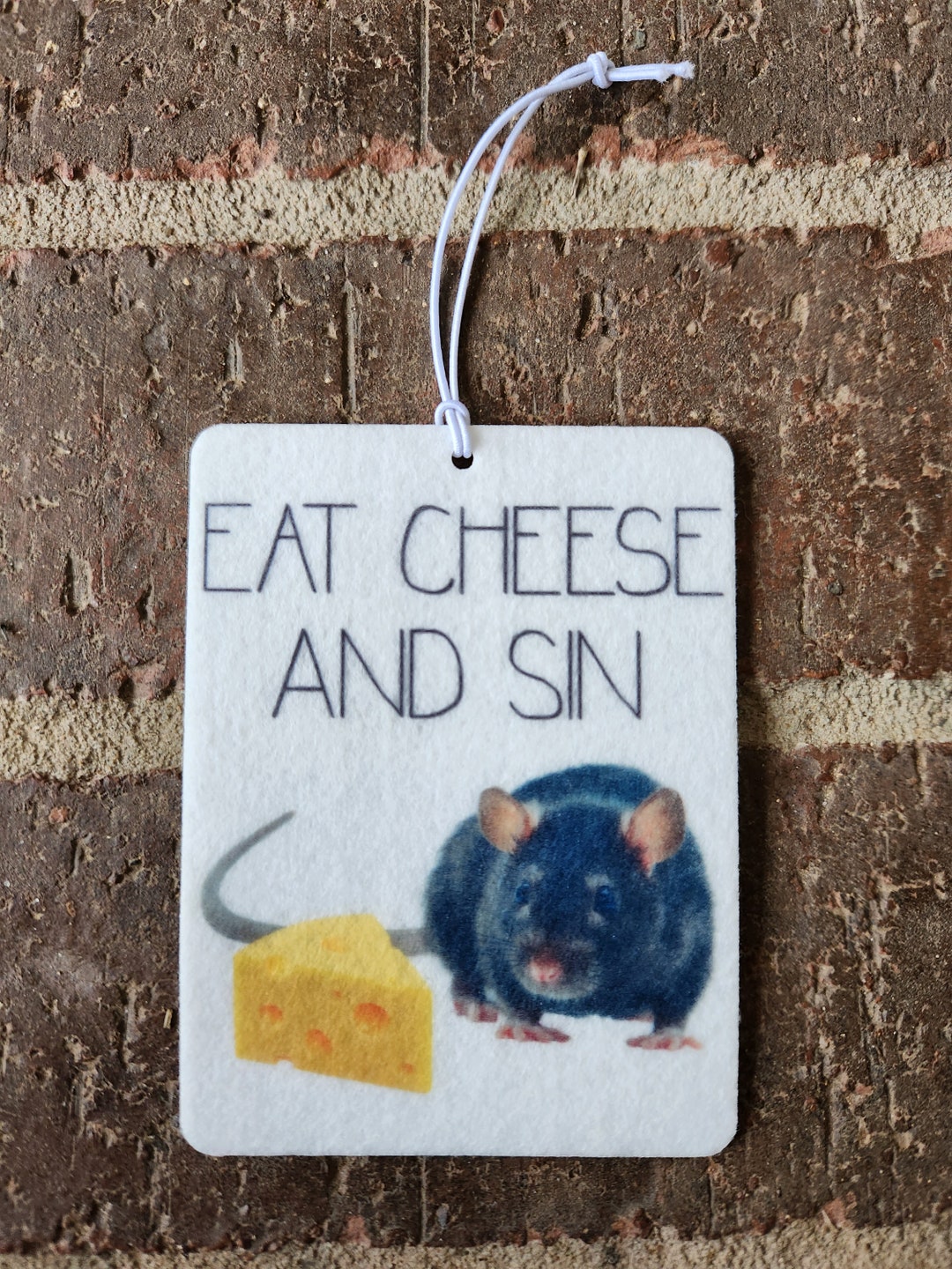Eat Cheese and Sin Mouse Rat Hanging Air Freshener, Car Freshie, Car ...