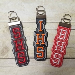 High School Spirit Vinyl Embroidered Key Fob Keychain - Etsy