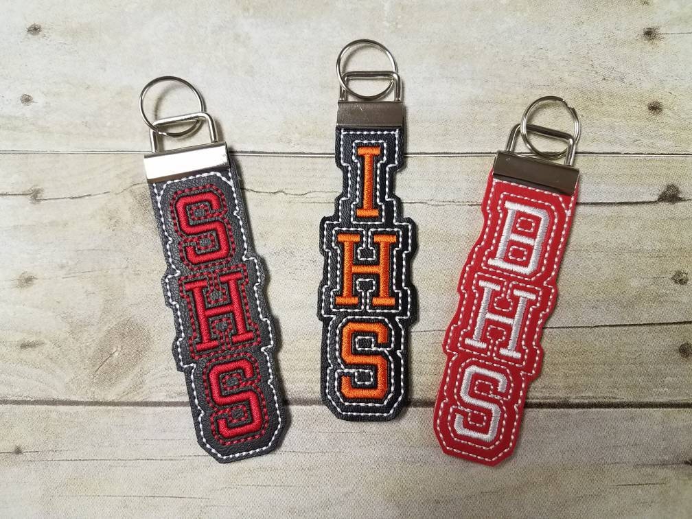 High School Spirit Vinyl Embroidered Key Fob Keychain - Etsy