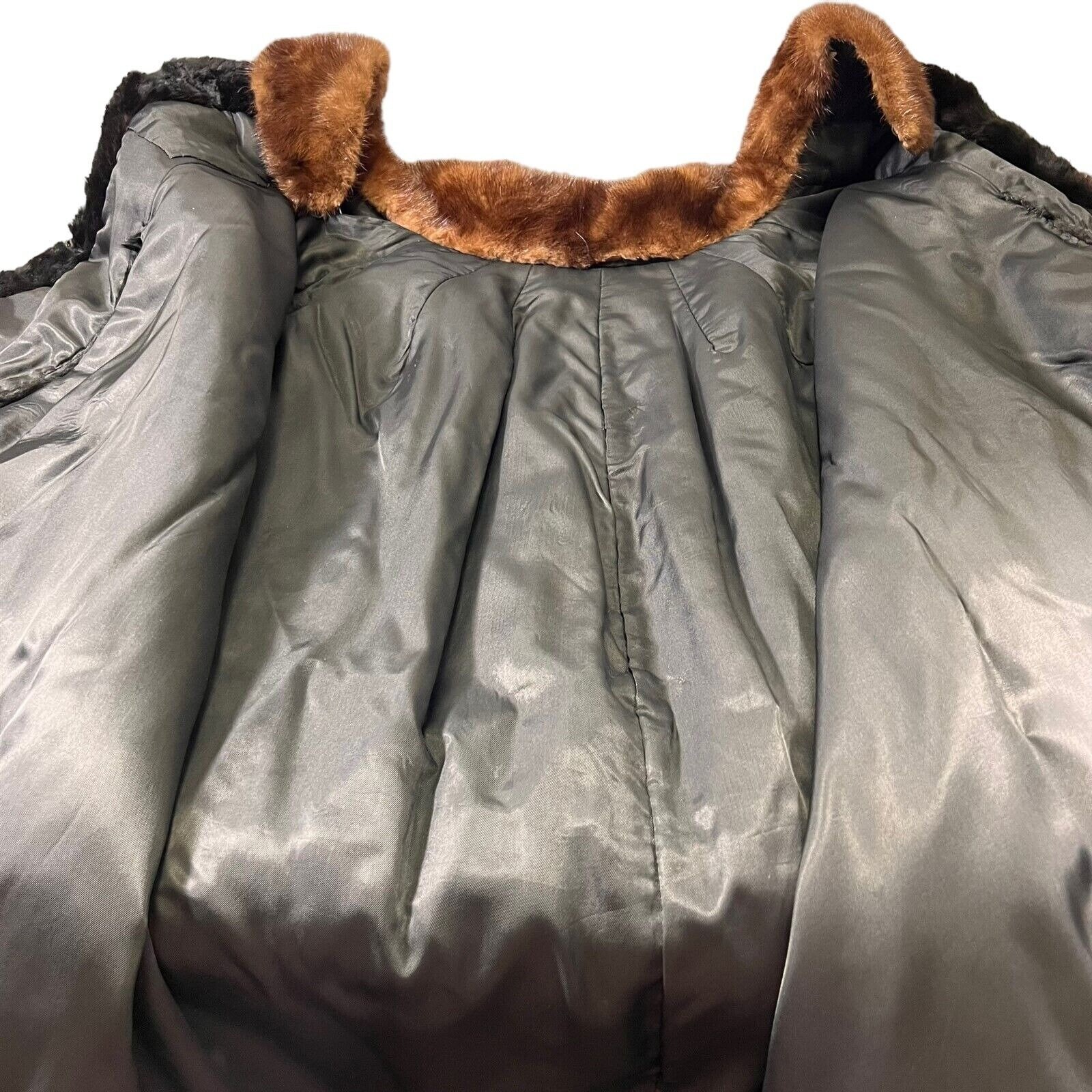 Black Sheared Beaver Fur Cape With Brown Mink Collar Vintage 1940s ...