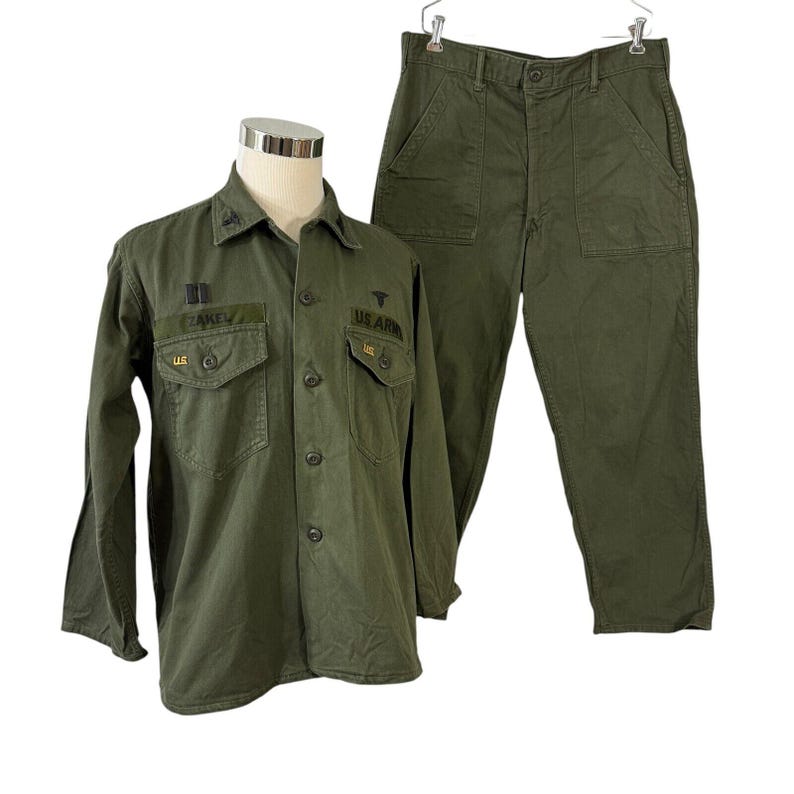 US Army Olive Green Utility Uniform Dental Corp Captain Vintage 1970s ...