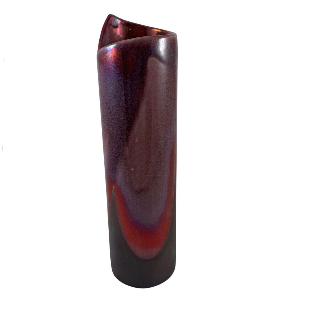 Vintage Tony Evans Raku Ceramic Pottery Vase 143 Tall Cylinder ...