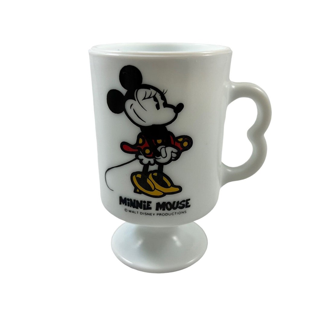 Minnie Mouse White Milk Glass Pedestal Mug Walt Disney Productions ...
