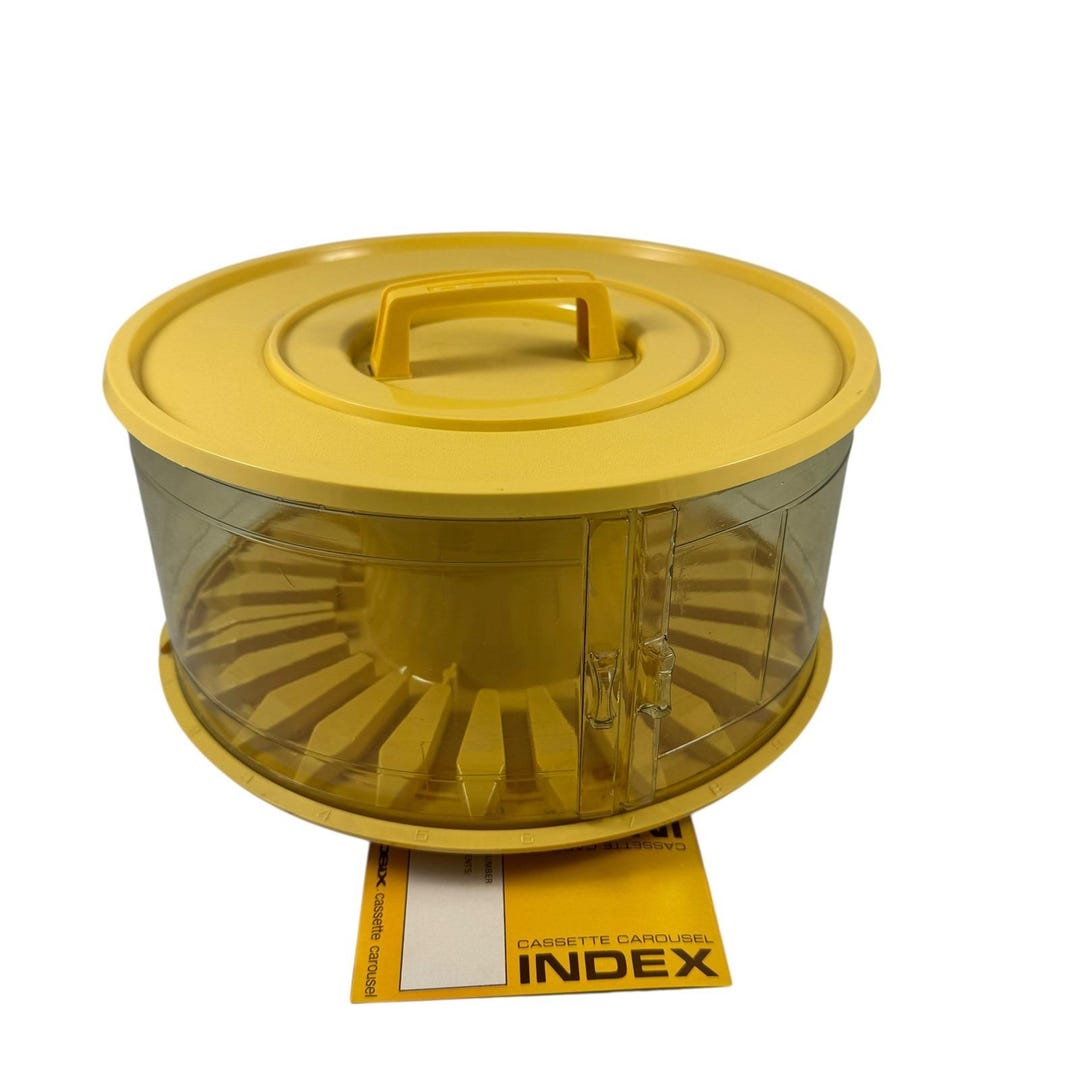 Dosix Cassette Tape Holder Carousel Yellow Plastic Stackable Vintage ...