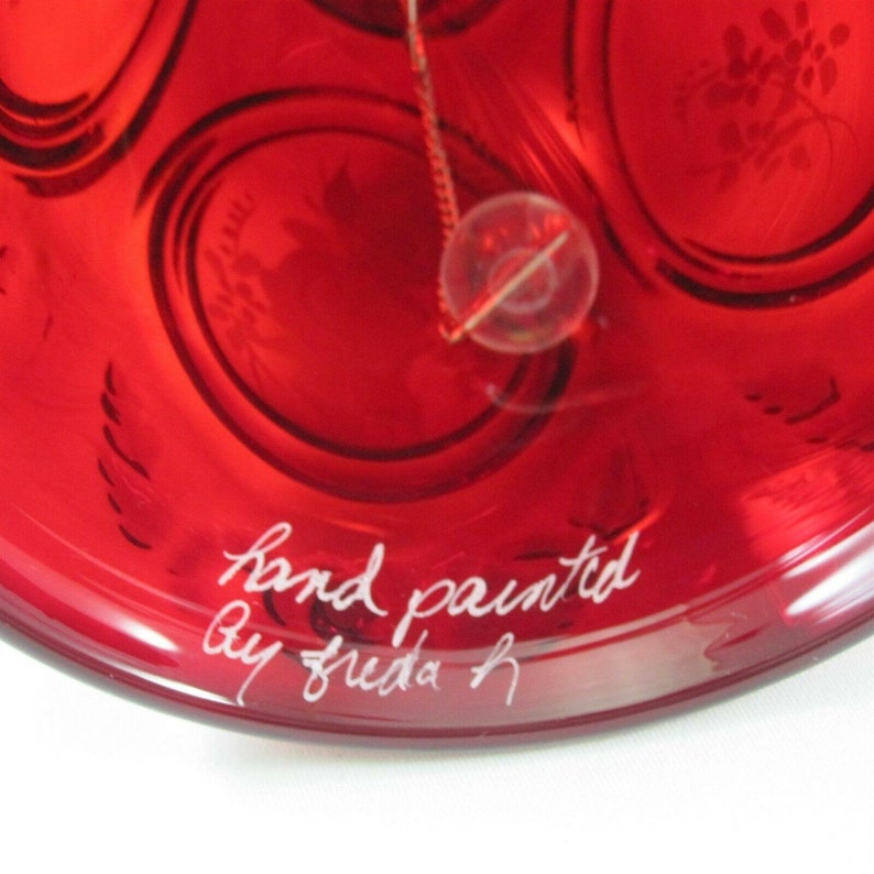 Fenton Bell Ruby Red Glass White Hand Painted Roses Signed - Etsy Israel