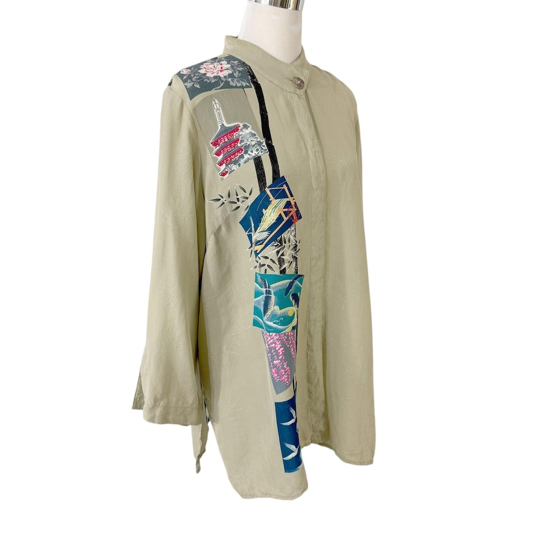 Citron Santa Monica Silk Tunic Top Blouse Size 1X Asian Inspired ...