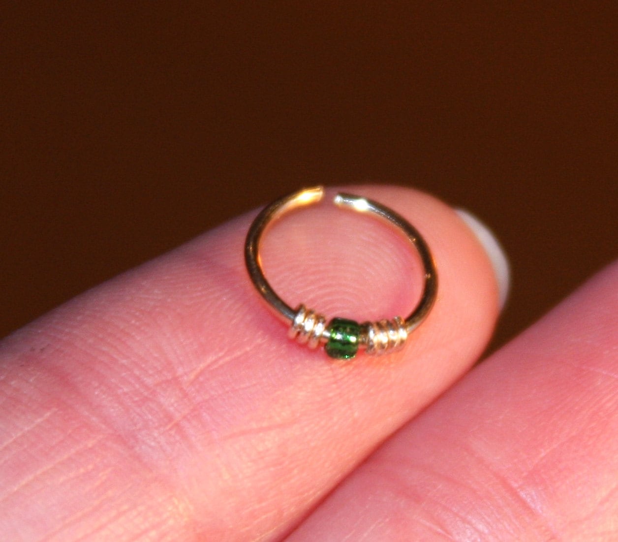 Small Nose Ring Green Beaded Nose Ring Nose Hoop Hoop - Etsy