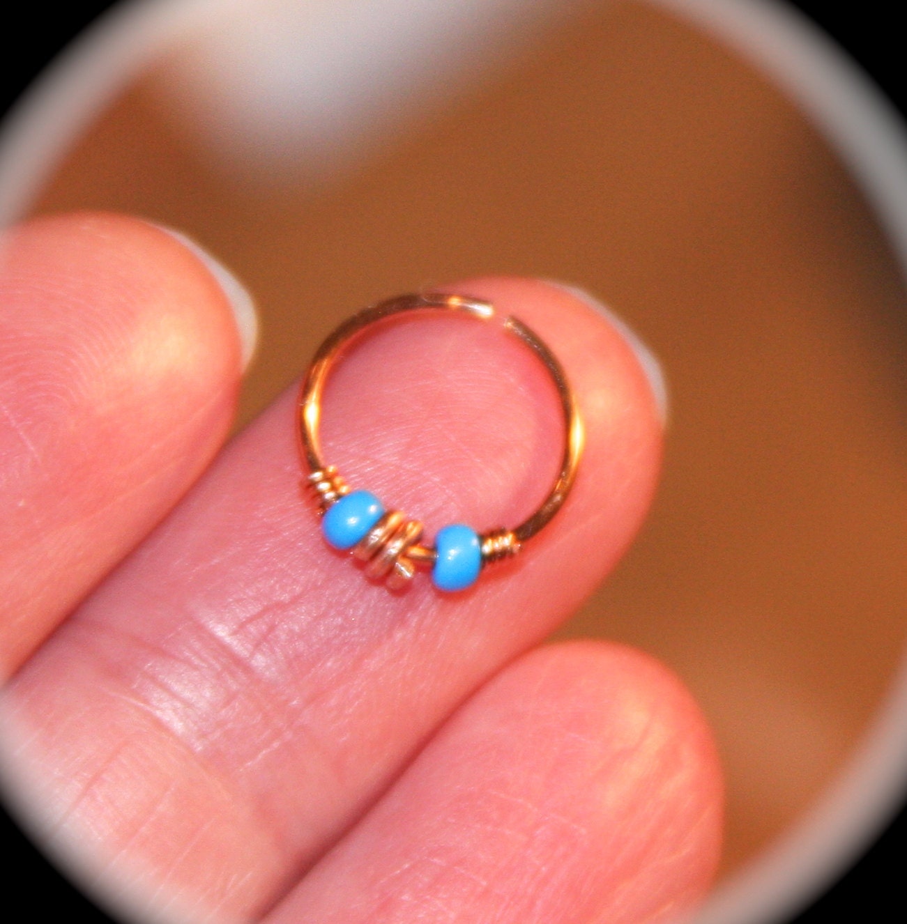 Small Nose Ring Copper Beaded Nose Ring Cartilage Earring - Etsy