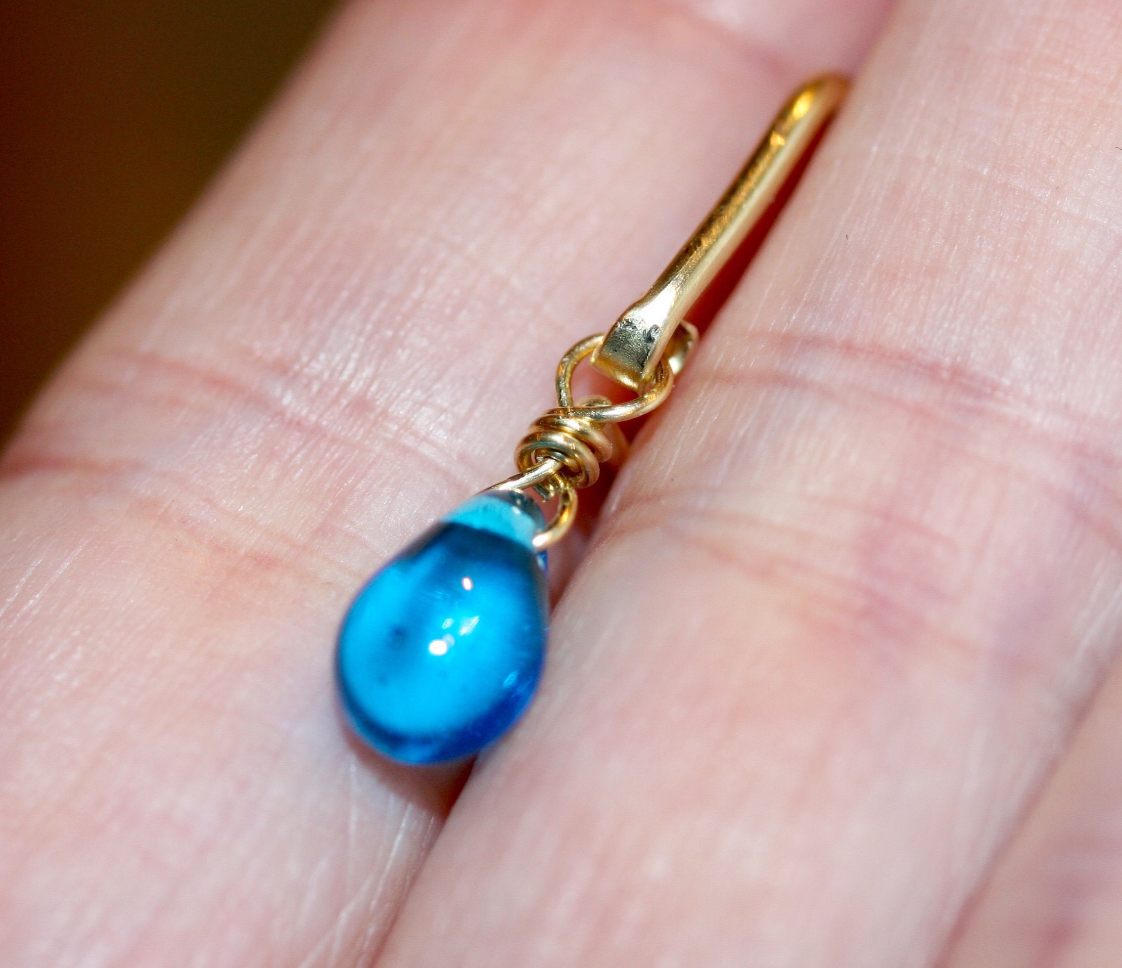 Aqua Blue Belly Button Ring Teardrop belly Ring Gold Belly | Etsy