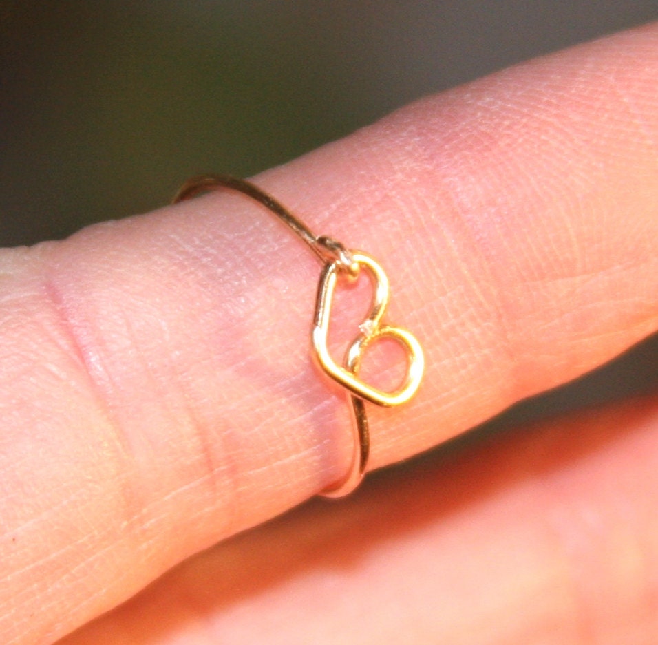 Tiny Heart Thin Ring Thin Ring Heart Knuckle Ring Heart - Etsy