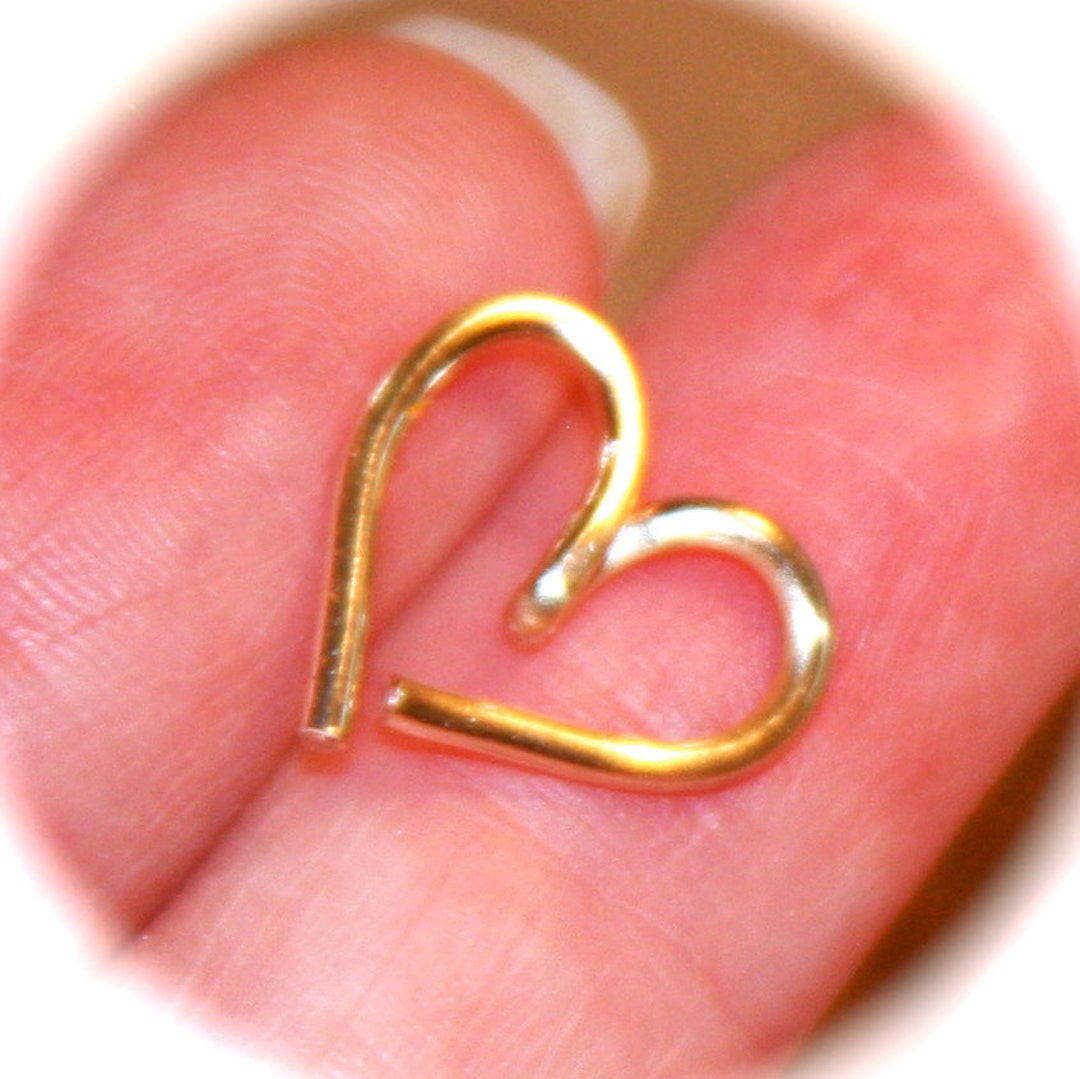 Heart Cartilage Earrings 18 or 16 Gauge, Heart Nose Ring, Nose Hoop ...