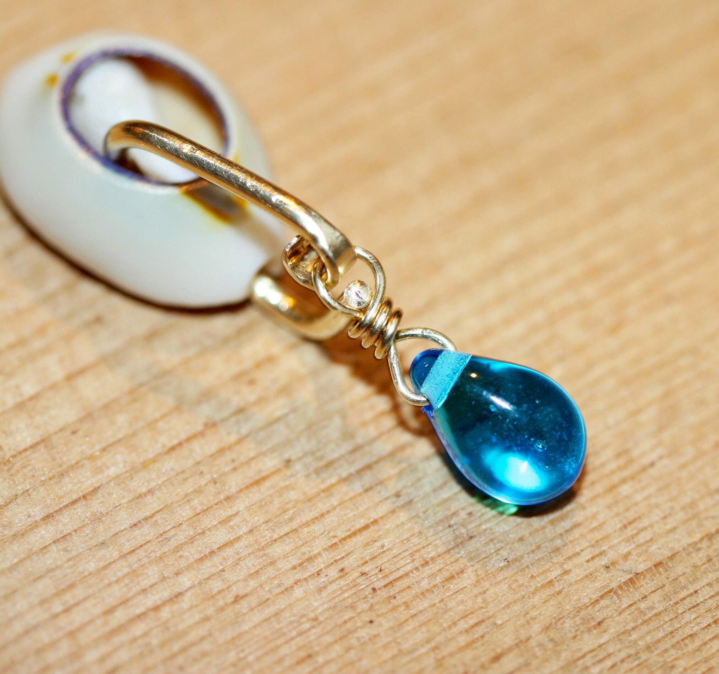 Aqua Blue Belly Button Ring Teardrop belly Ring Gold Belly | Etsy