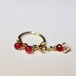 Heart Ruby Nose Ring/heart Nose Ring With Dangle/gold Filled or ...