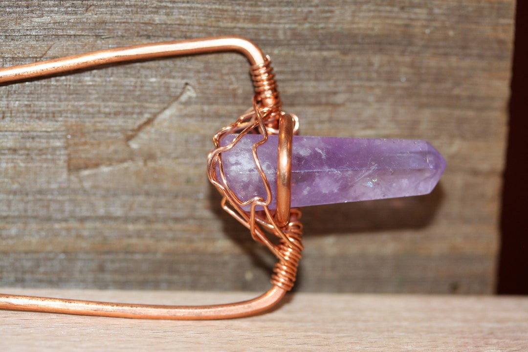 Amethyst Hair Pin - Hair Fork - Hair Bun Tie - Metal Hair Accessory ...