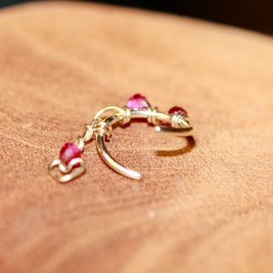 Heart Ruby Nose Ring/heart Nose Ring With Dangle/gold Filled or ...