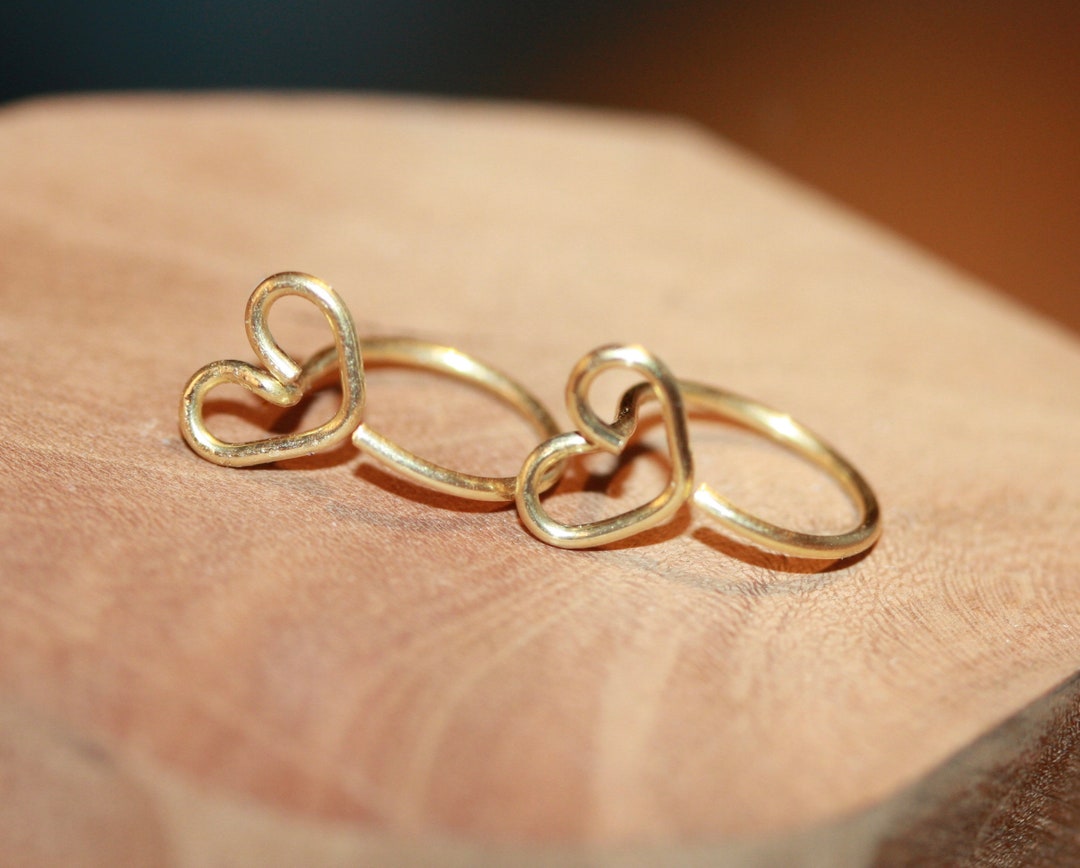 Tiny Heart Hoops / Little Gold Silver Hoops / Small Gold Hoop Earrings ...