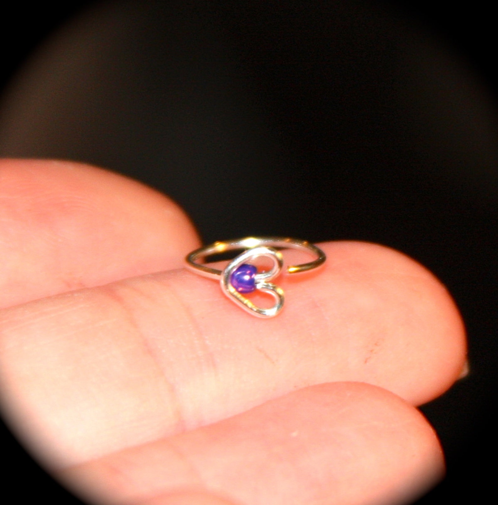 Small Heart Sterling Silver Tragus Hoop Earring, 20 22 24 Gauge, Purple ...