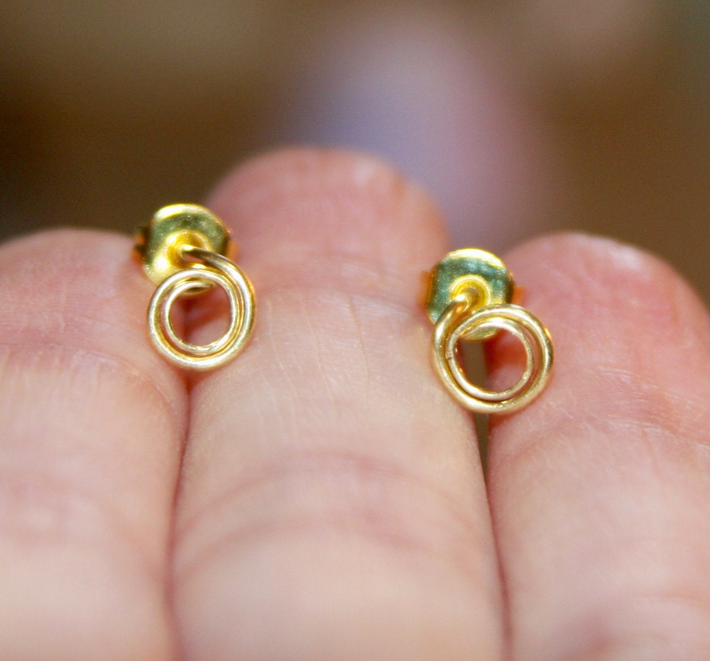 Small Circle Earrings Wire Stud Earrings Boho Tiny Circle Gold - Etsy