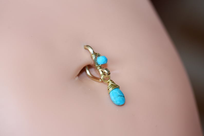 Turquoise Belly Button Ring: Gold Filled Sterling Silver 14g 16g 18g ...