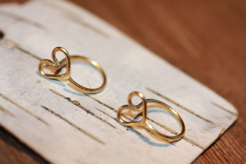 Tiny Heart Hoops / Little Gold Silver Hoops / Small Gold Hoop | Etsy