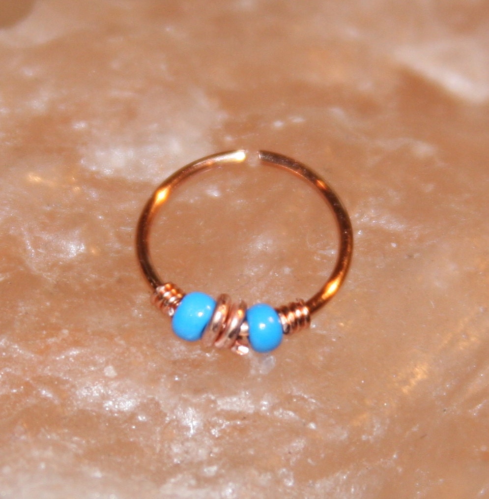 Small Nose Ring Copper Beaded Nose Ring Cartilage Earring - Etsy