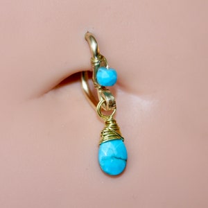 Turquoise Belly Button Ring: Gold Filled Sterling Silver 14g 16g 18g ...
