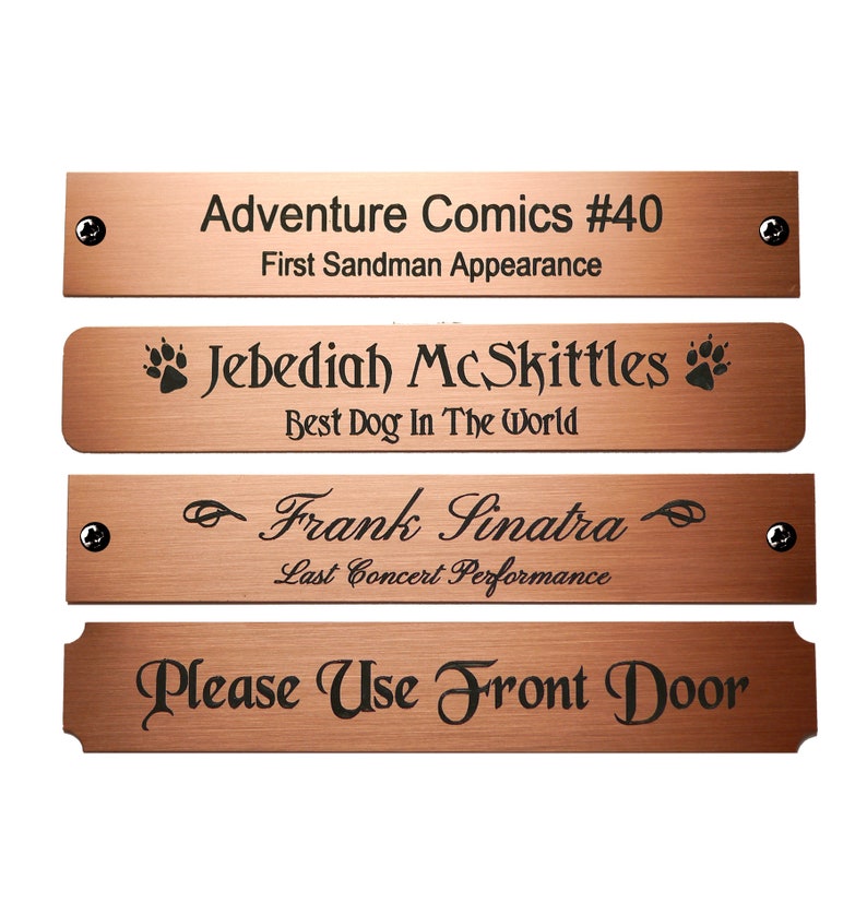 Engraved Brushed Copper Plate Picture Frame Art Label Name Tag 4-1/2" X ...