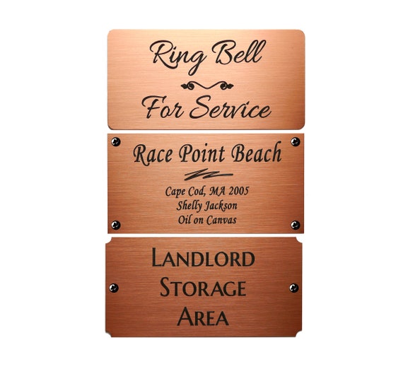 Engraved Brushed Copper Plate Picture Frame Art Label Name Tag | Etsy