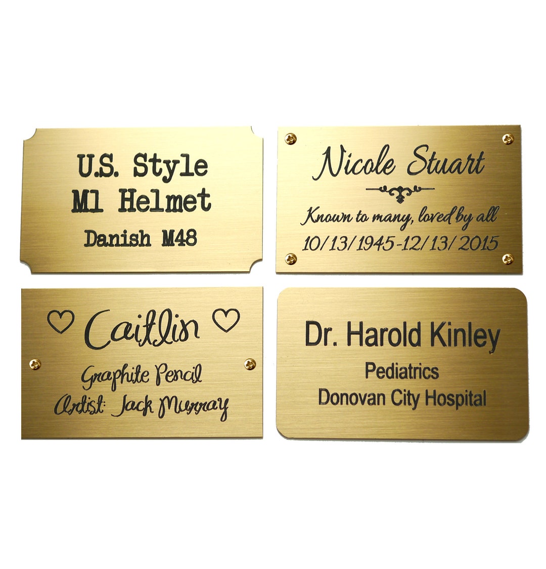 Engraved Solid Brass Plate Picture Frame Art Label Name Tag 2-1/2" X 1 ...
