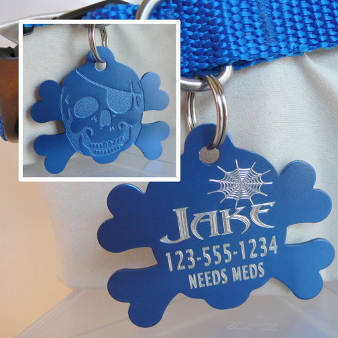 Skull-shaped Aluminum Pet ID Tag - Many Colors, Custom Designs and ...
